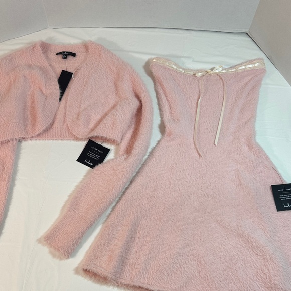 Dresses | Pink Fuzzy Dress And Bolero Set | Poshmark